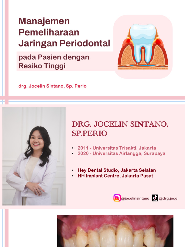 Manajemen Periodontal Pasien Resiko Tinggi - Drg. Jocelin | PDF