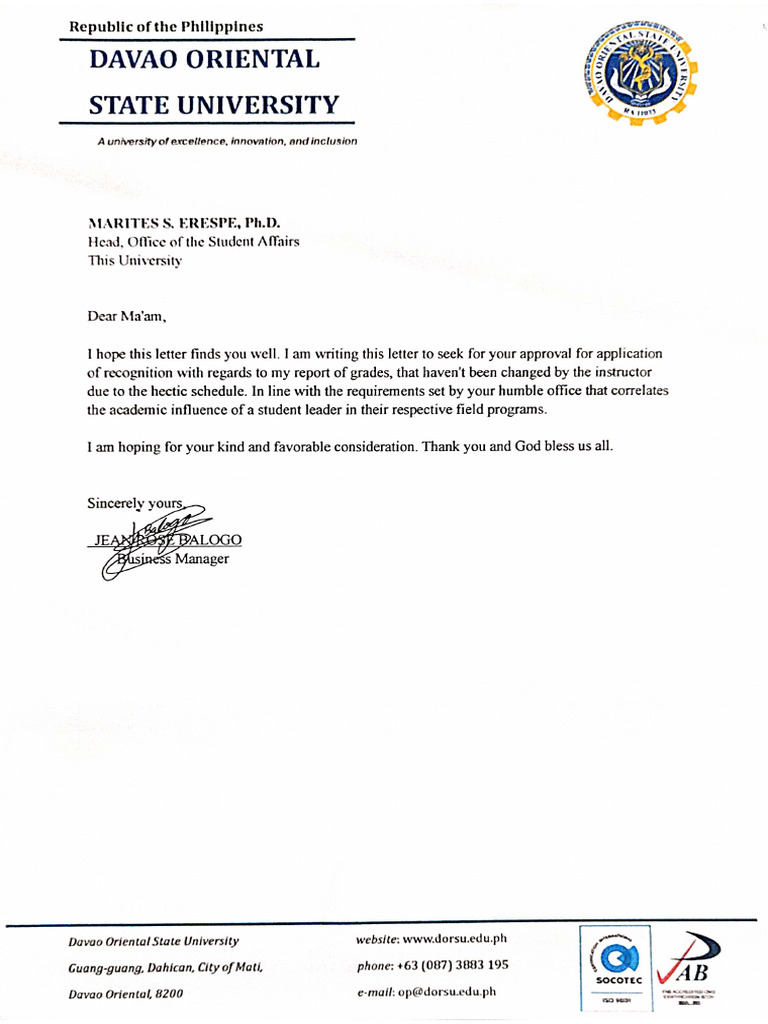 Letter for Consideration | PDF