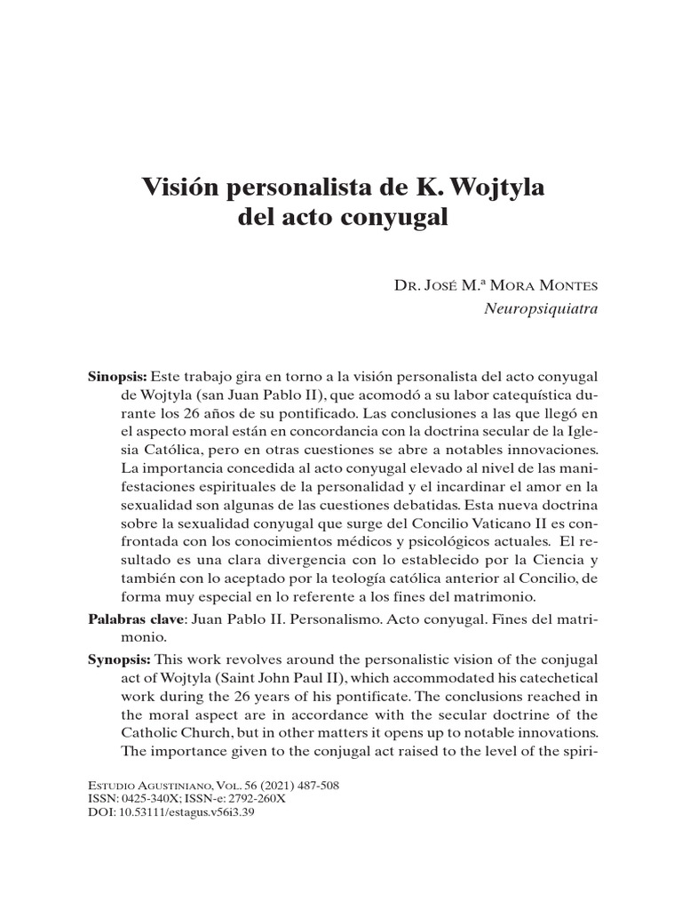 Vision Personalista de KWojtyla Del Acto Conyugal | PDF