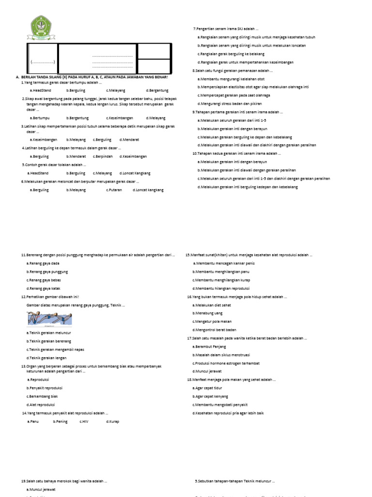 SOAL KELAS 6 PJOK | PDF