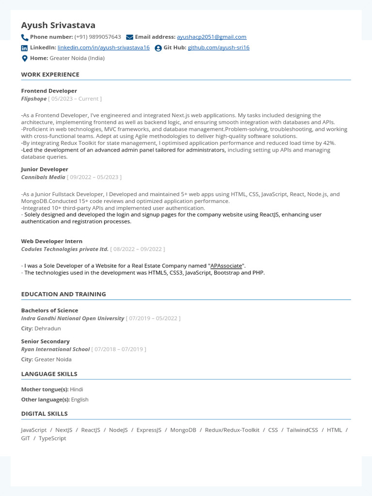 Ayush Srivastava CV | PDF