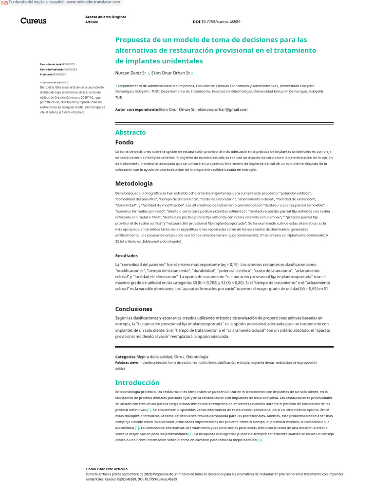 Proposal of A Decision-Making Model For The - En.es | PDF