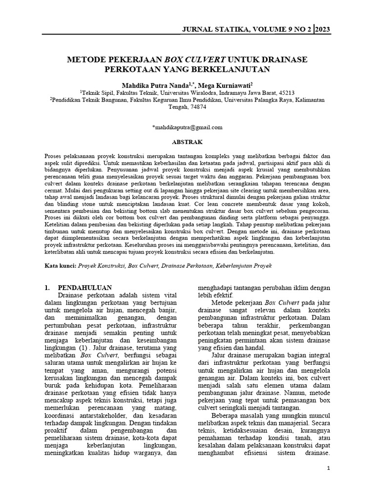 Metode Pekerjaan Box Culvert Untuk Drainase Perkotaan Yang ...