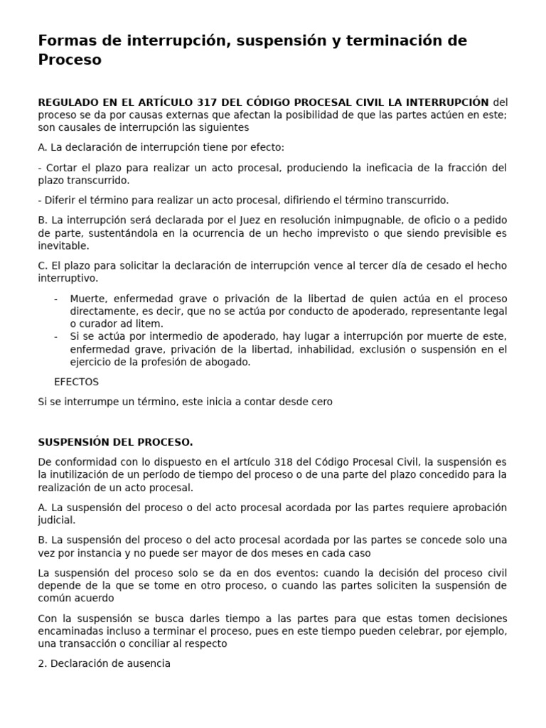 Interrupción, Suspensión y | PDF