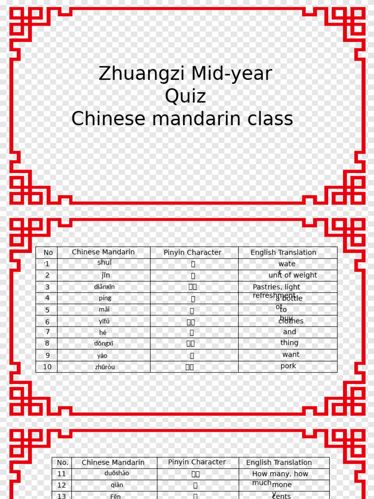 quiz mandarin | PDF