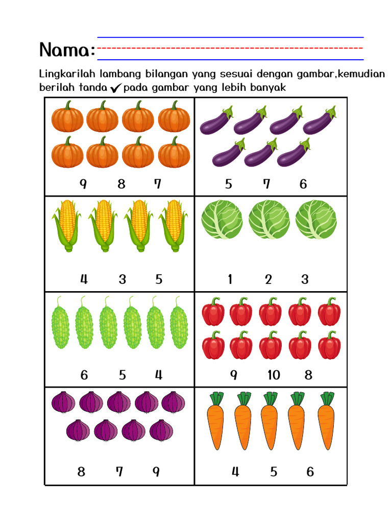Colorful Math Counting Worksheet | PDF