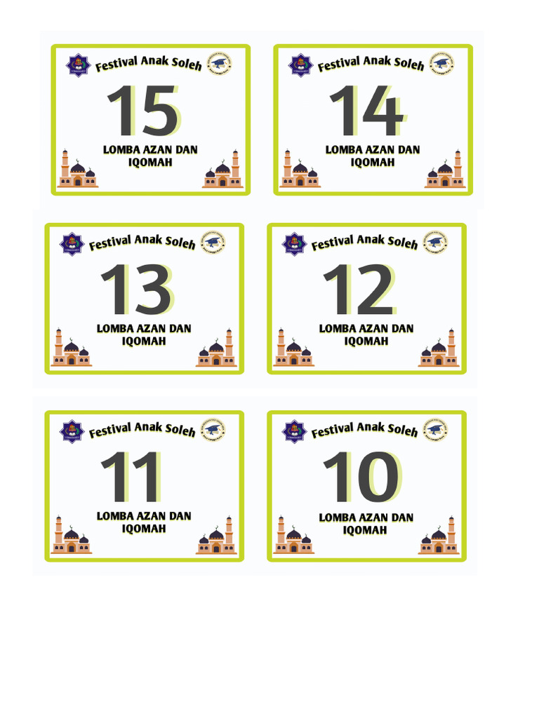 Nomor Peserta Lomba Dan Azan | PDF