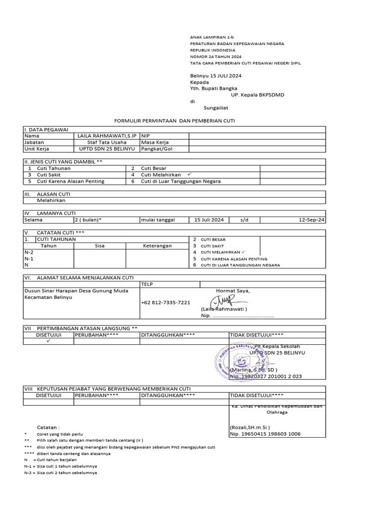 Format Cuti | PDF