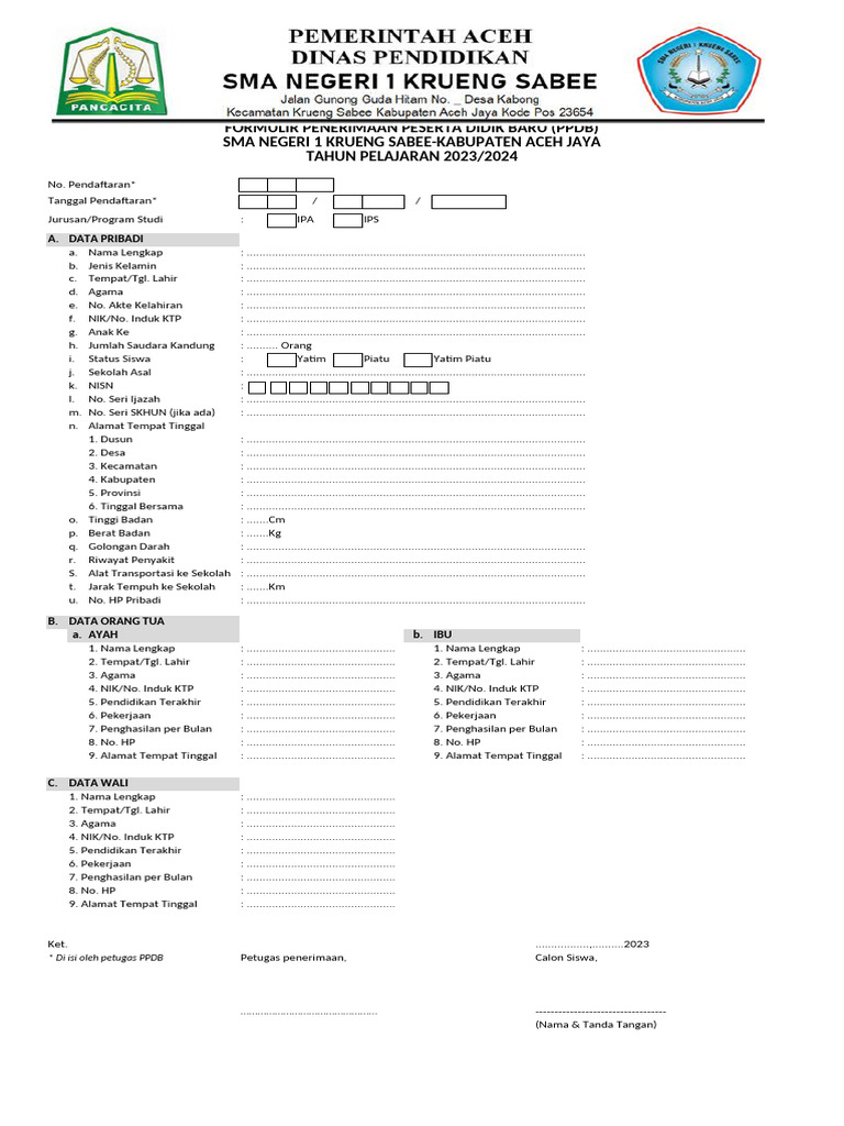 Formulir PPDB 2021 | PDF