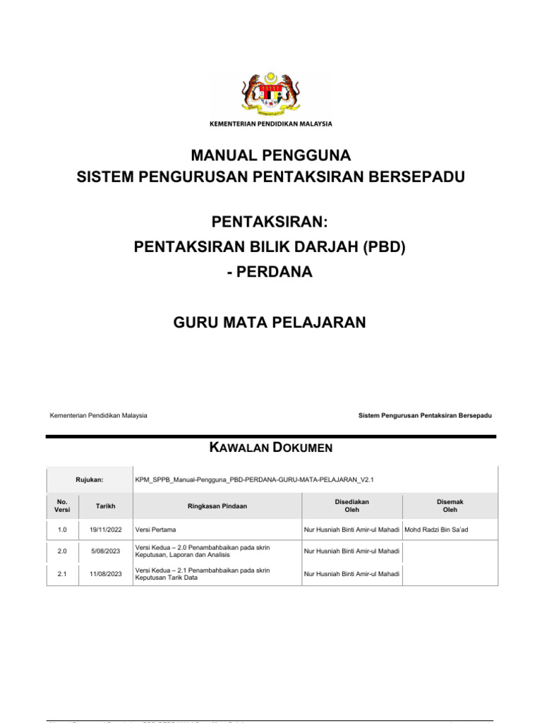 MANUAL PENGGUNA GURU MATA PELAJARAN MODUL PBD SPPB VERSI 2 | PDF