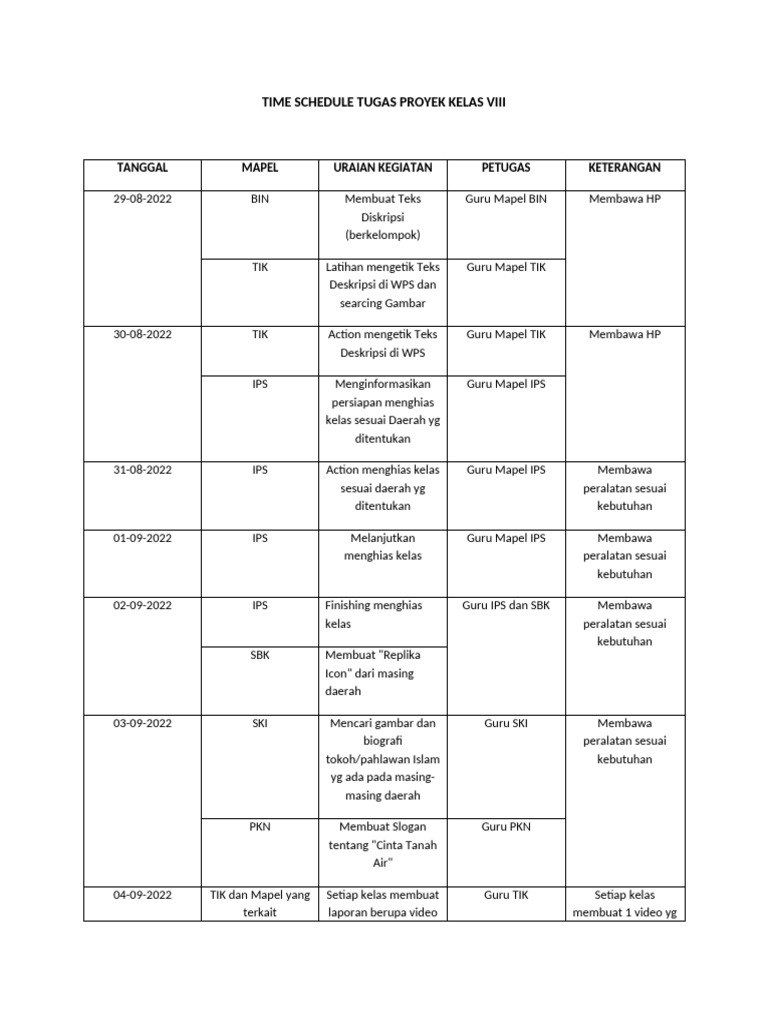 TIME SCHEDULE T-WPS Office | PDF