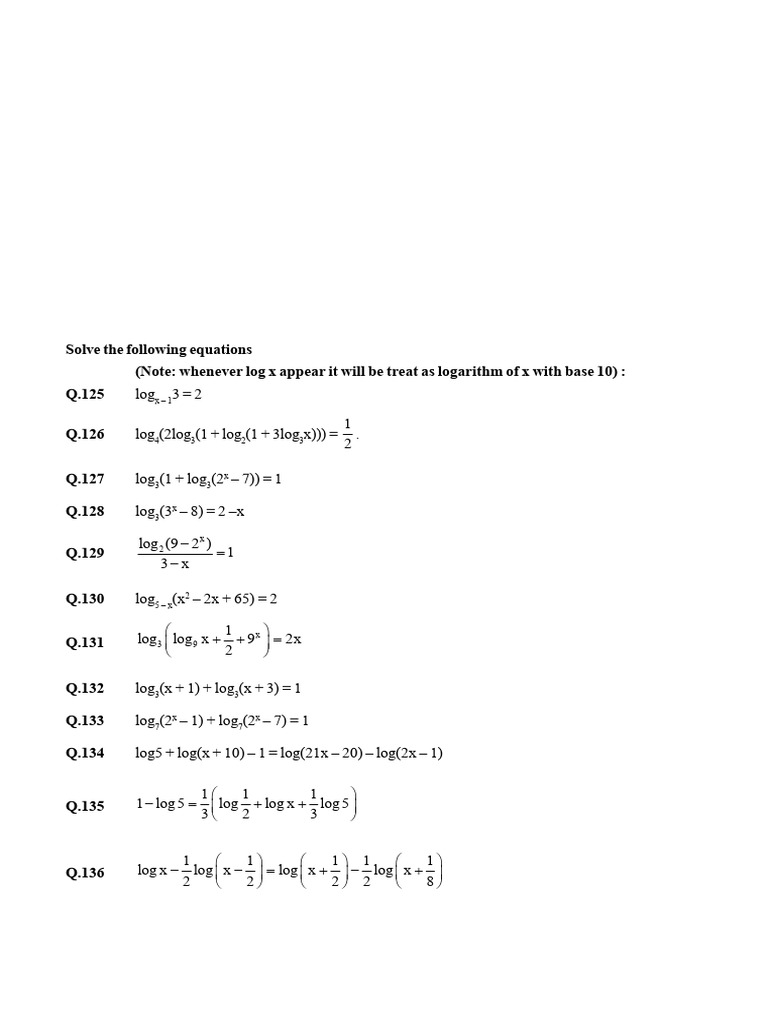 01 Logarithm Sheet | PDF