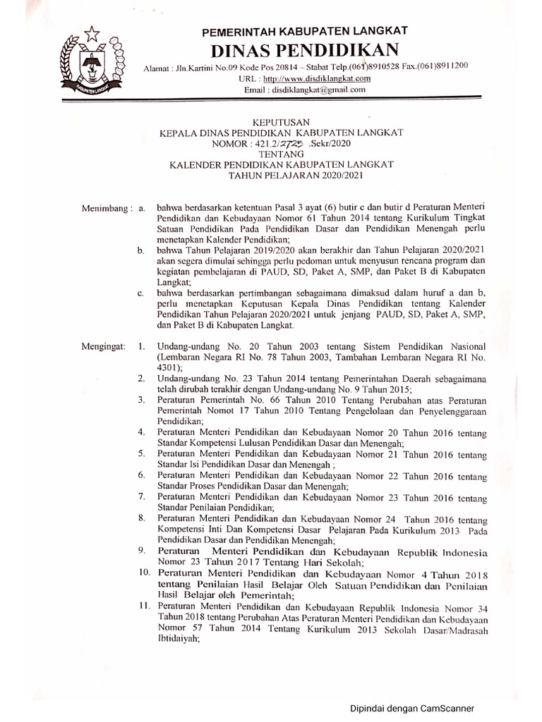 Kelender Pendidikan | PDF