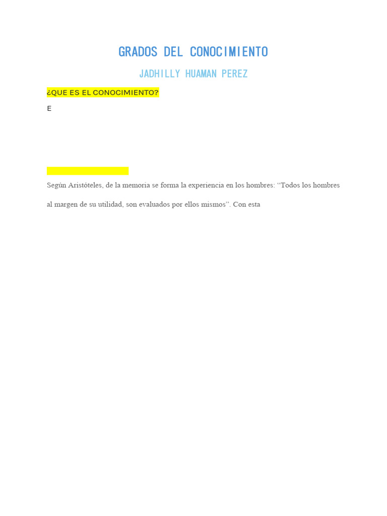 Grados Del Conocimiento | PDF | Science | Conceitos psicológicos