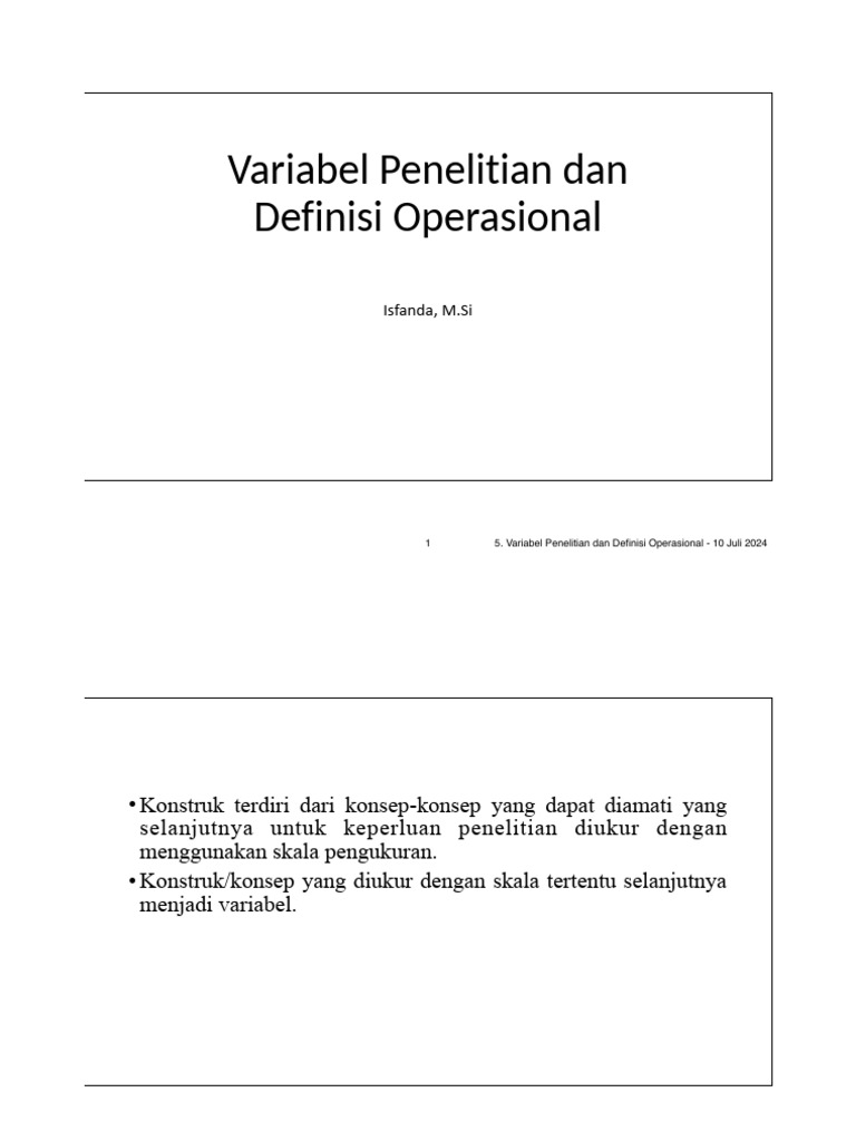 Variabel Penelitian Dan Definisi Operasional | PDF