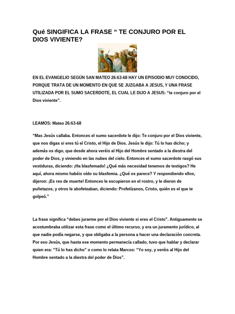 Qué SINGIFICA LA FRASE TE CONJURO POR EL DIOS | PDF