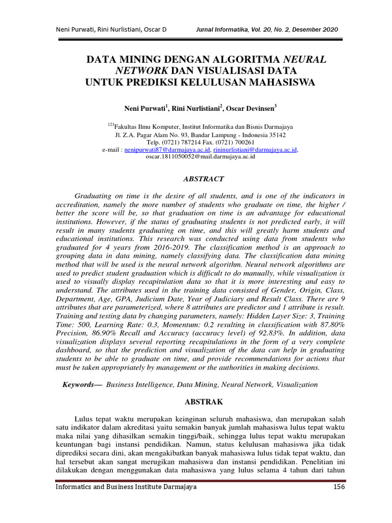 Data Mining Dengan Algoritma Neural Network | PDF | Computer Science | Career & Growth