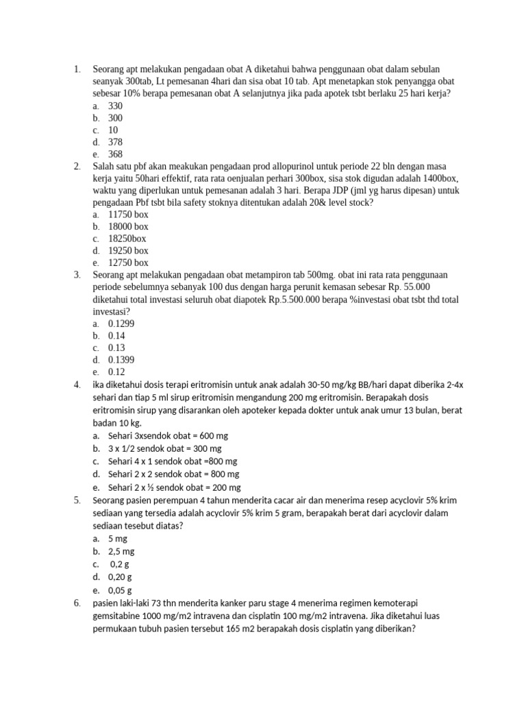 Soal Hitungan Latian To 2022 | PDF