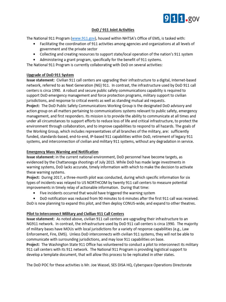 FICEMS DOT 911 Joint Activities Dec 2019 | PDF