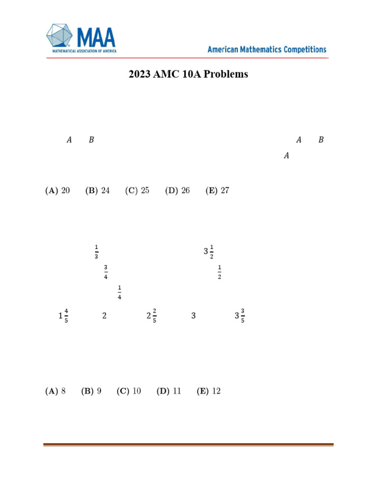 2023 Amc 10a Problems and Answers | PDF