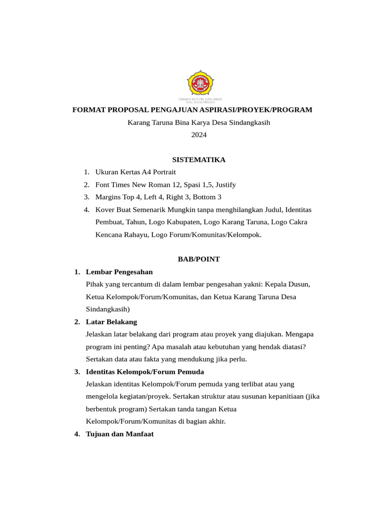 Format Proposal Pengajuan | PDF