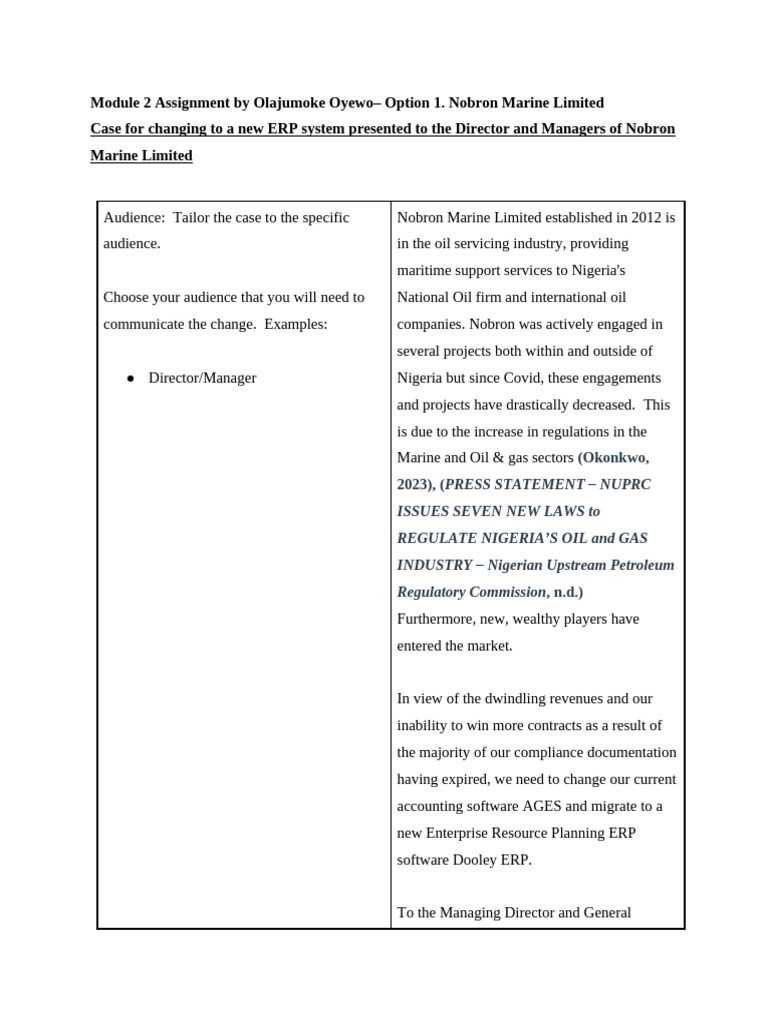 Module 2 - Case For Change | PDF | Enterprise Resource Planning | Business