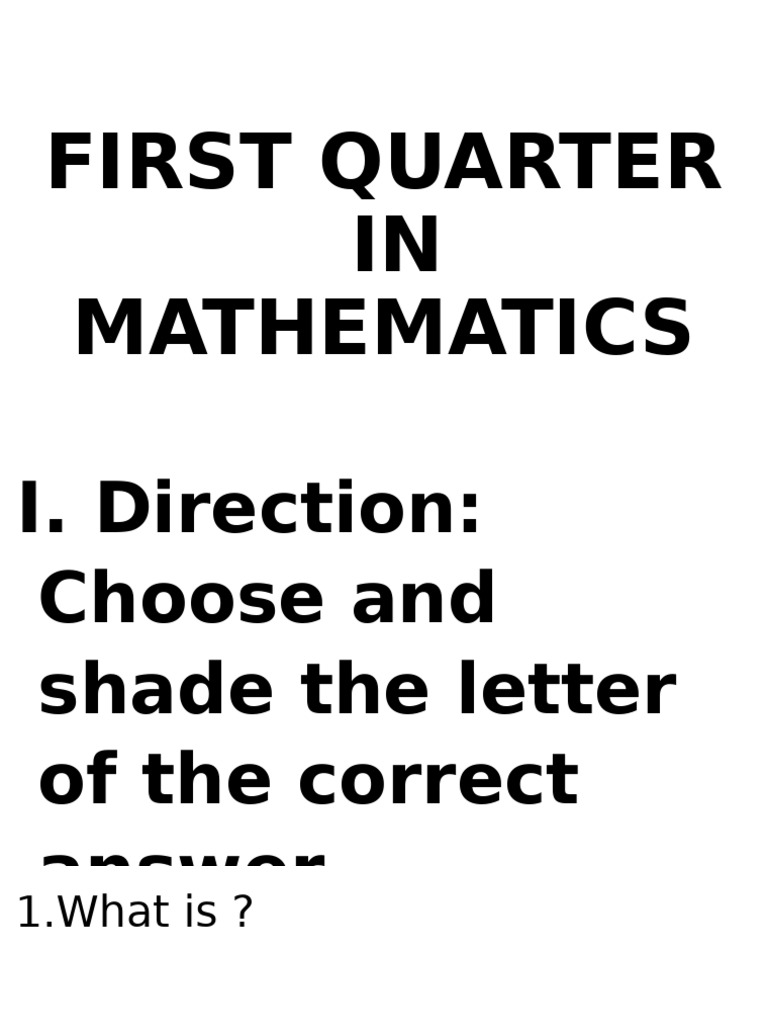 1st Quarter Examination in Mathematics | PDF
