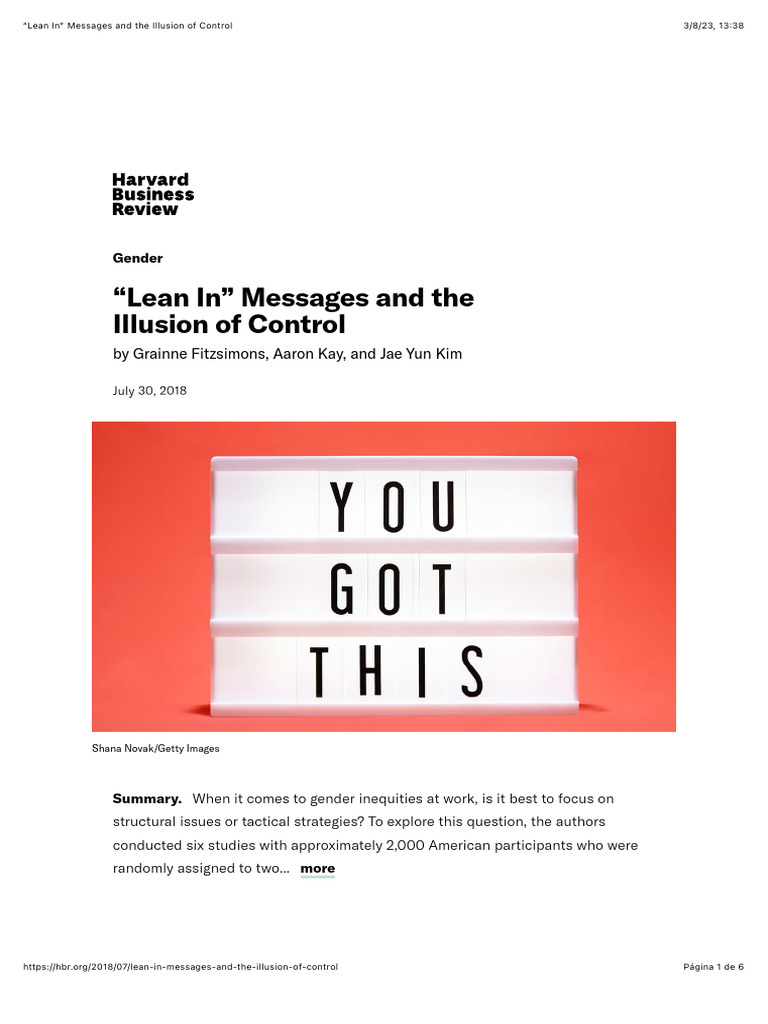 "Lean In" Messages and The Illusion of Control | PDF | Experiment ...