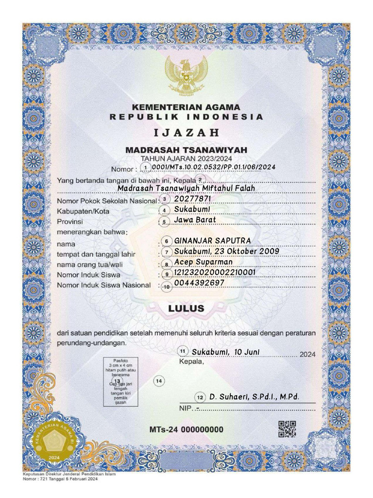 CONTOH PENULISAN IJAZAH 2023-2024 | PDF