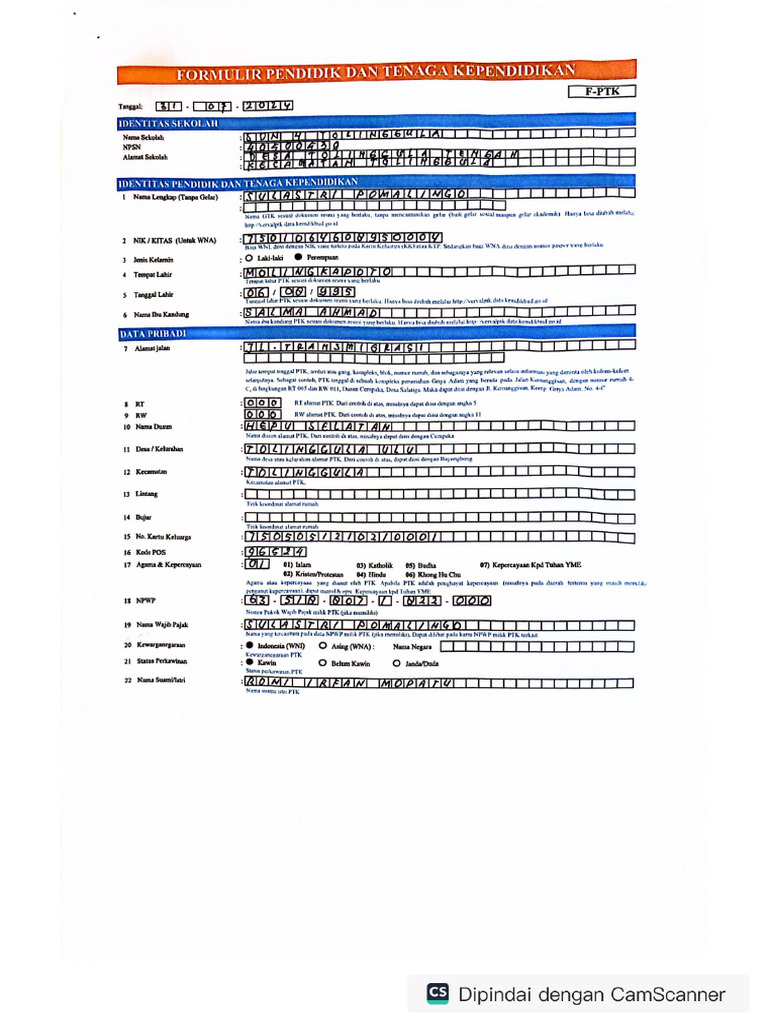 Formulir Sulastri Pomalingo | PDF