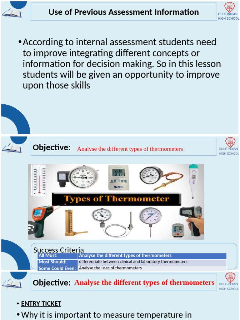 Types of Thermometers - Gihs-Gr 7 | PDF