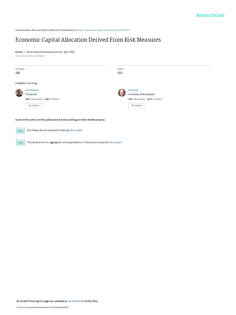Economic Capital Allocation Derived From Risk Meas | PDF