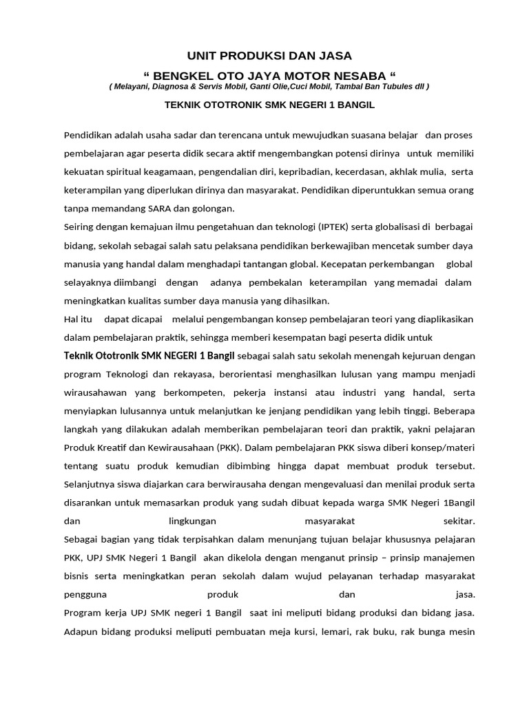 Unit Produksi Dan Jasa To | PDF
