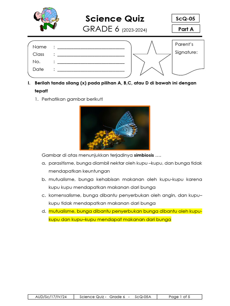 ScQ-05A - Answer Key | PDF