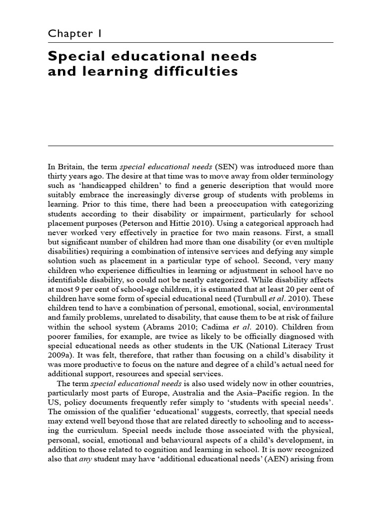 Special Educational Needs and Learning Difficulties | PDF | Learning ...