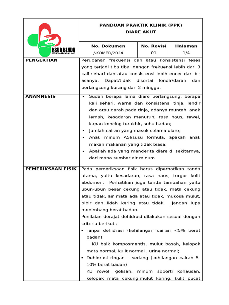 PPK Diare Akut | PDF