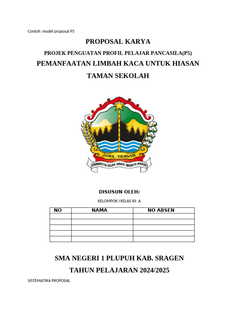 Contoh Model Proposal Karya Siswa | PDF