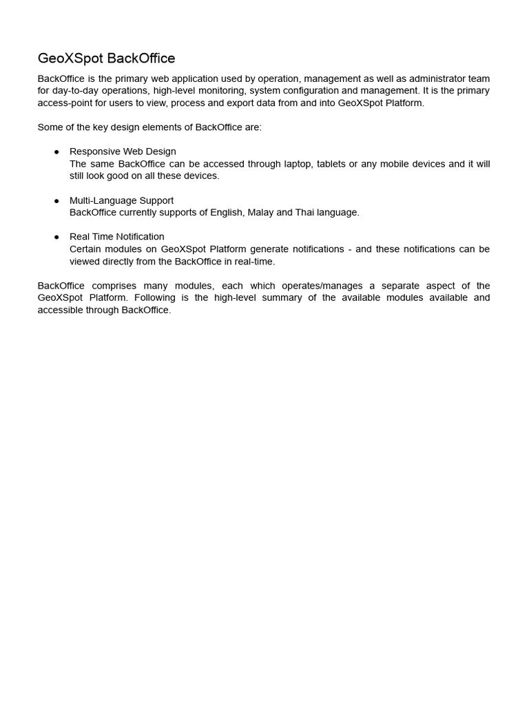 Gxs Backoffice v0.1 | PDF