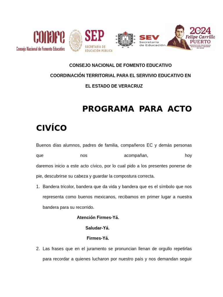 programa de acto cívico | PDF