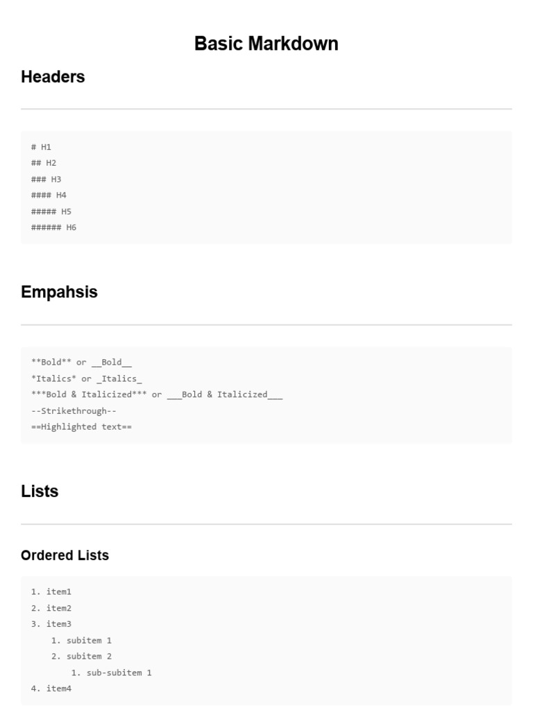 Markdown - Cheatsheet | PDF Markdown - Cheatsheet | PDF