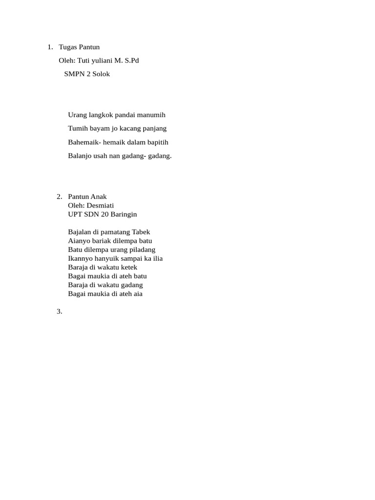 Kumpulan Pantun Peserta Bimtek | PDF