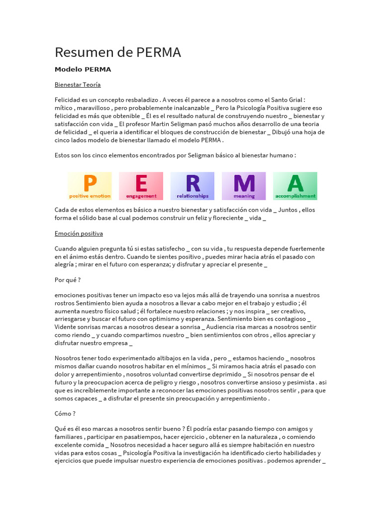 PERMA Overview | PDF