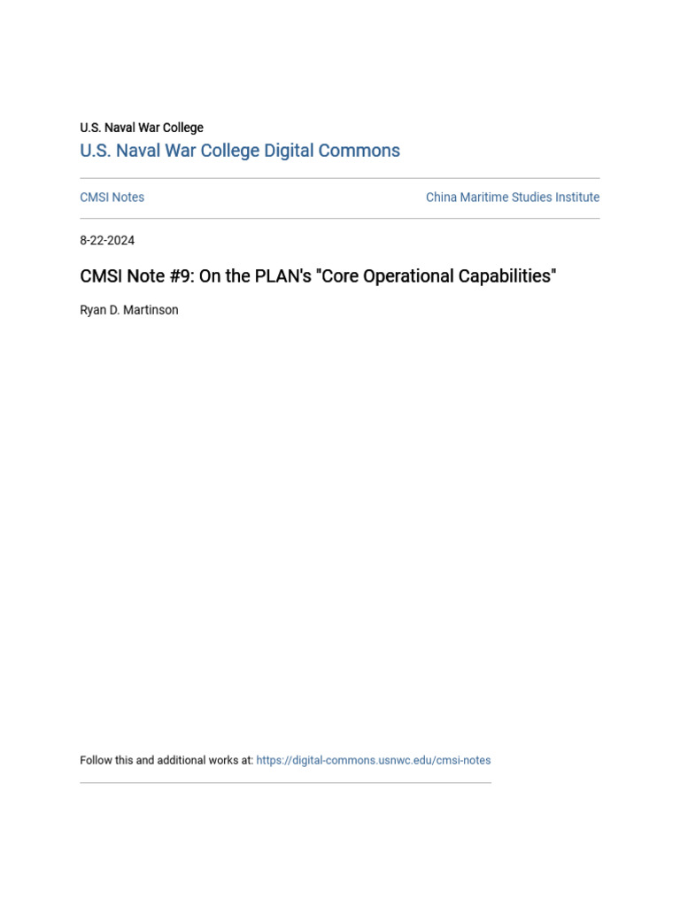 PLA Navy Core Operational Capabilities CMSI Note 09 | PDF