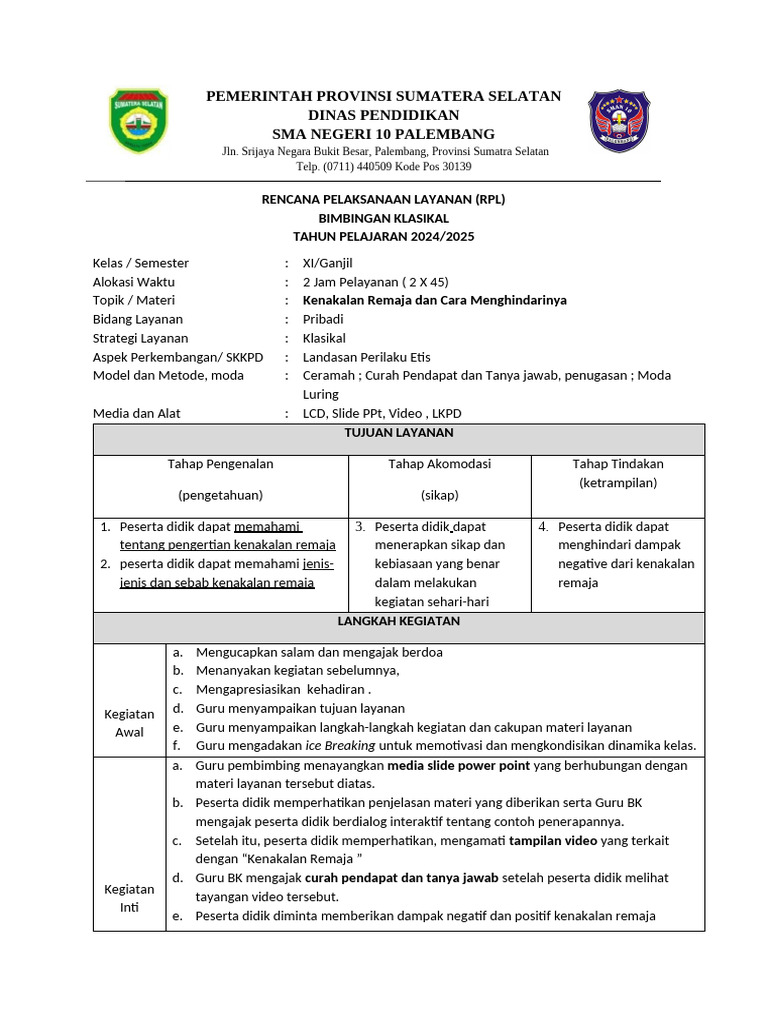 RPL - Kenakalan Remaja Dan Cara Menghindarinya | PDF