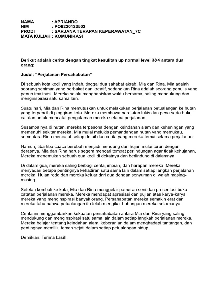 7C - Apriando Tugas Komunikasi - Cerita Up Normal | PDF