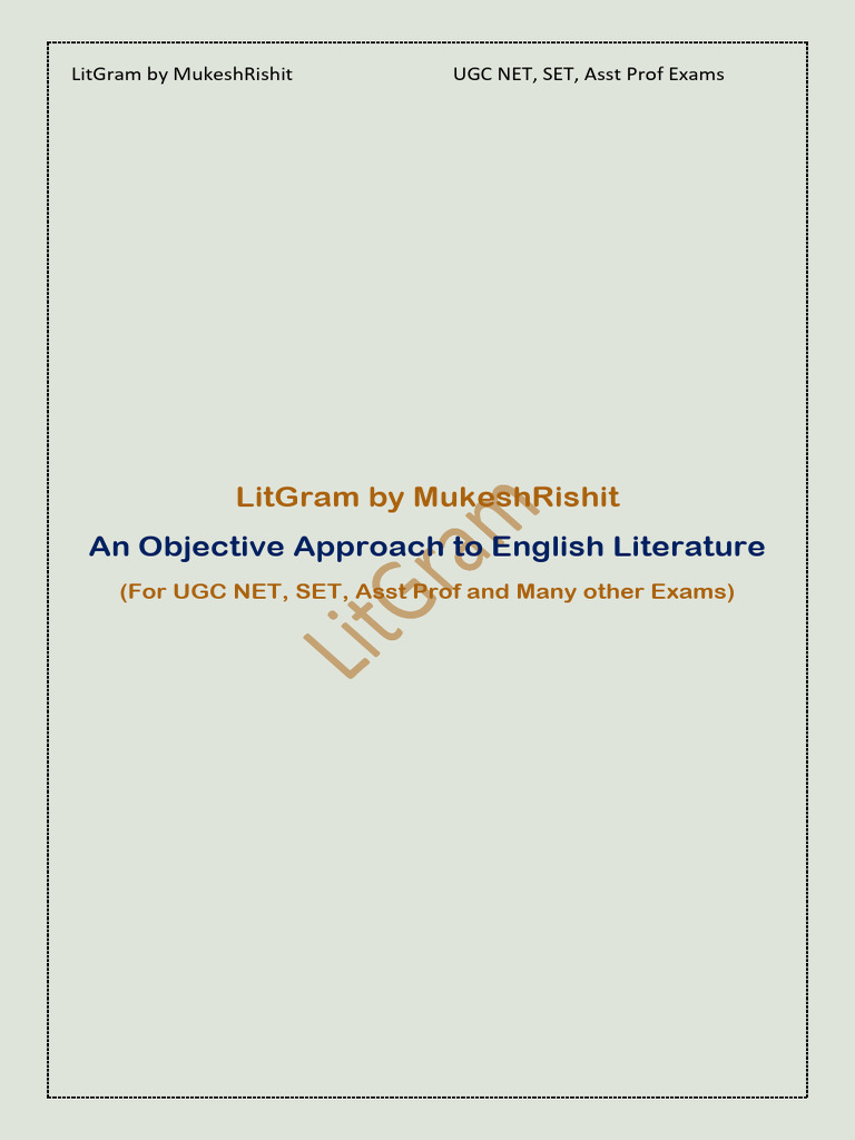 LitGram Objective Approach To English Literature | PDF