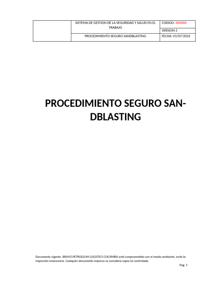 Procedimiento Sandblasting Parcial | PDF