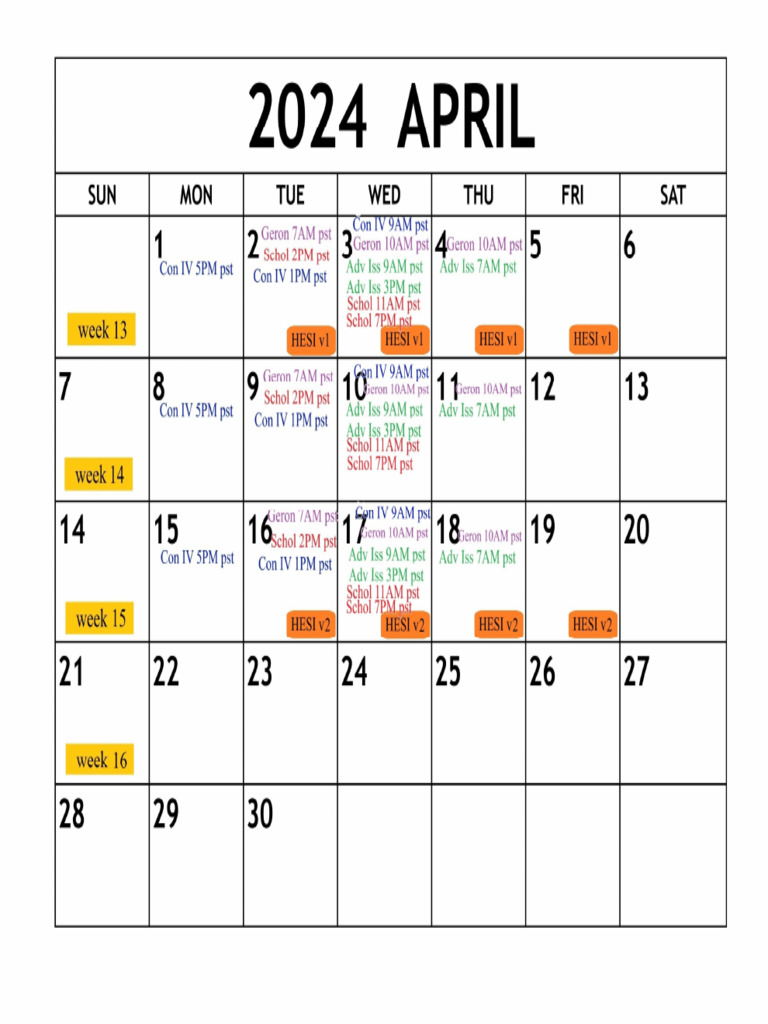April 2024 Calendar | PDF