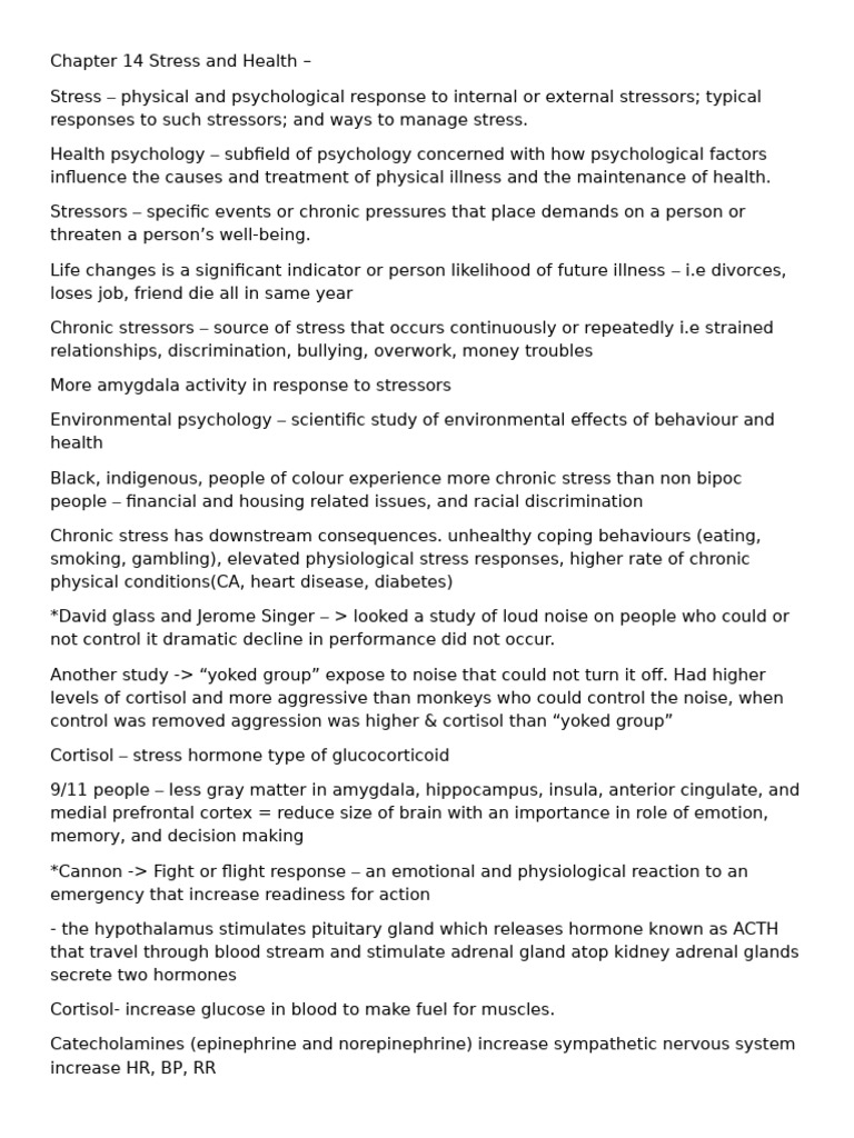 Chapter 14 Stress and Health | PDF