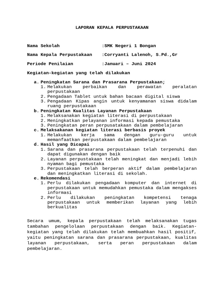 LAPORAN Perpus | PDF